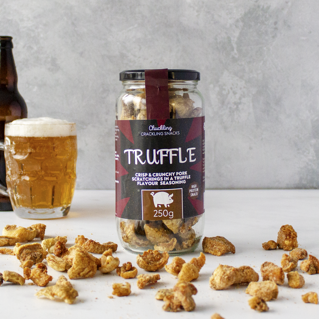 Truffle Flavoured Pork Scratchings | Gourmet Snack Jar – The Chuckling ...